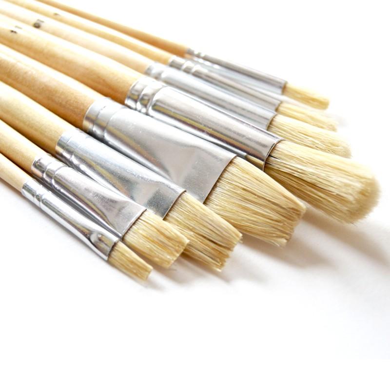 Set pensule, pictură ulei, 8 mărimi diferite, păr natural, porc, Ateli ...